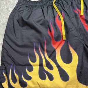Nike | Shorts | Nike Sportswear Flames Fire Shorts Black Red Yellow ...